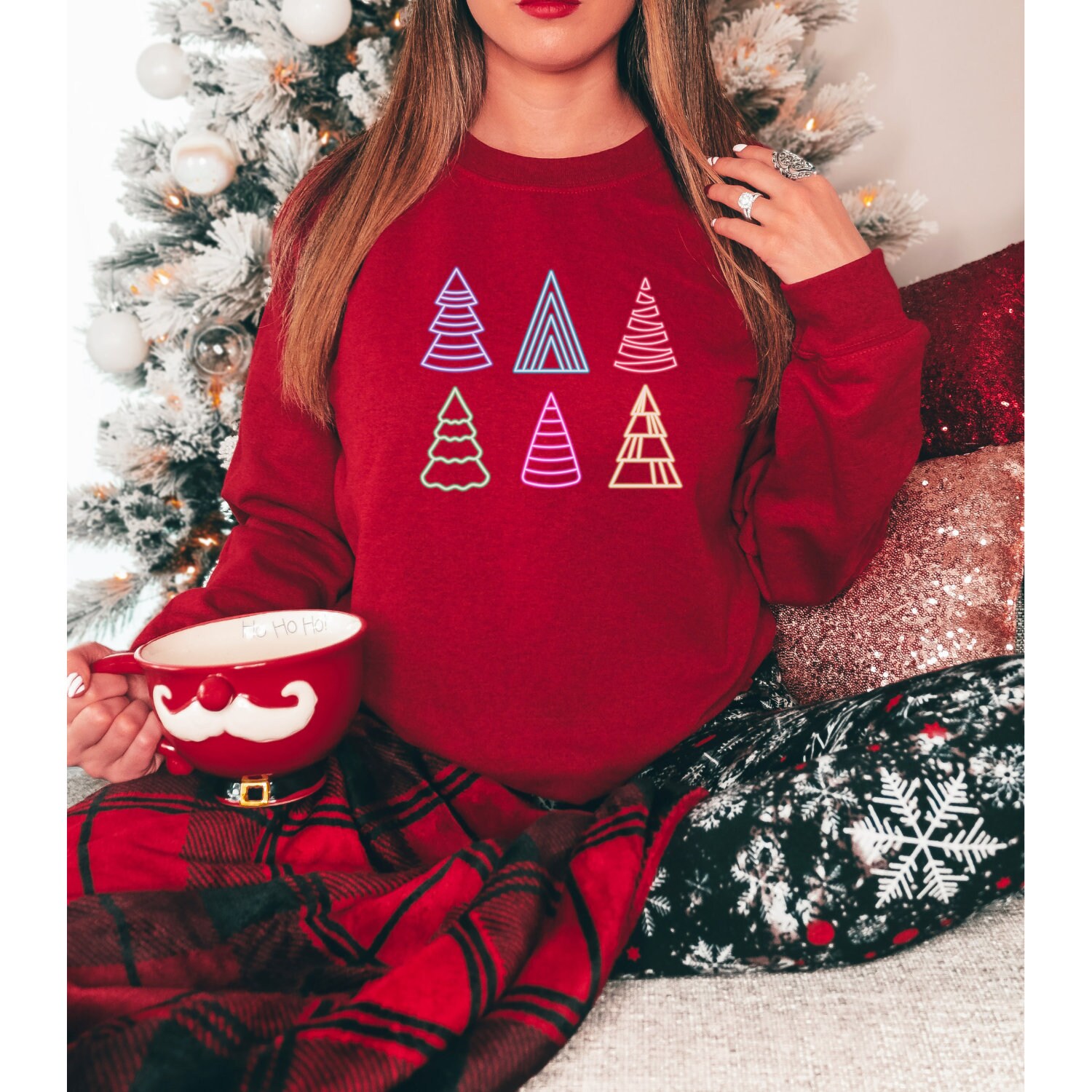 Y2K Neon Christmas Tree Shirt, Retro 90's Sweatshirt, Y2K Clothing ...