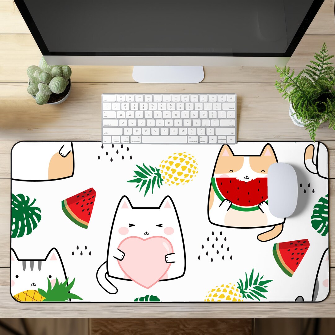 Cute Cat Kawaii Mouse Pad | Kawaii Cat Desk Pad | Cute Desk Decor ...