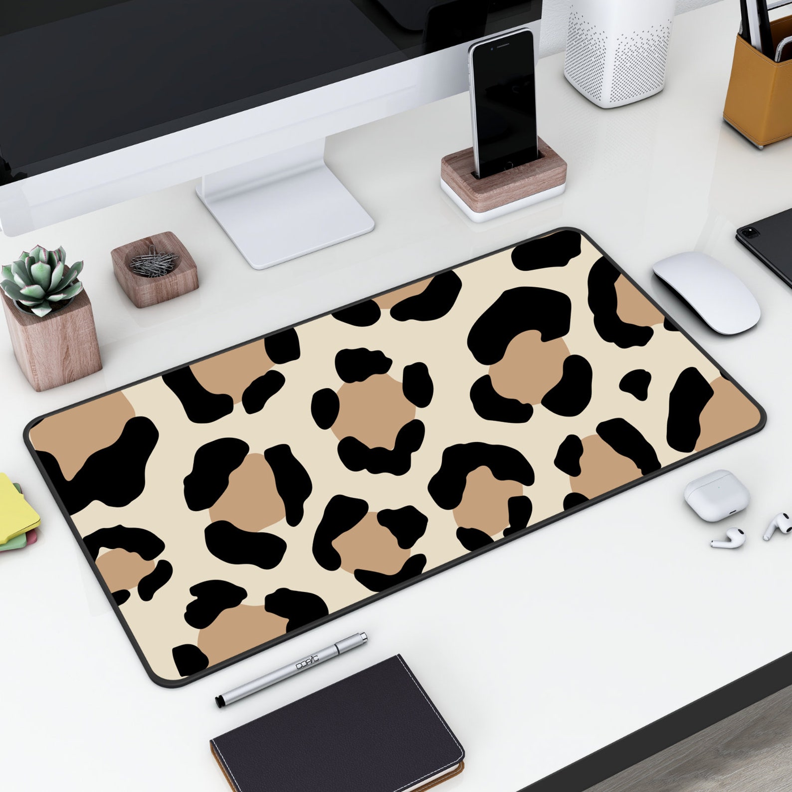 Cute Leopard Print Mousemat | Office Desk Gift for Her | Home Office ...