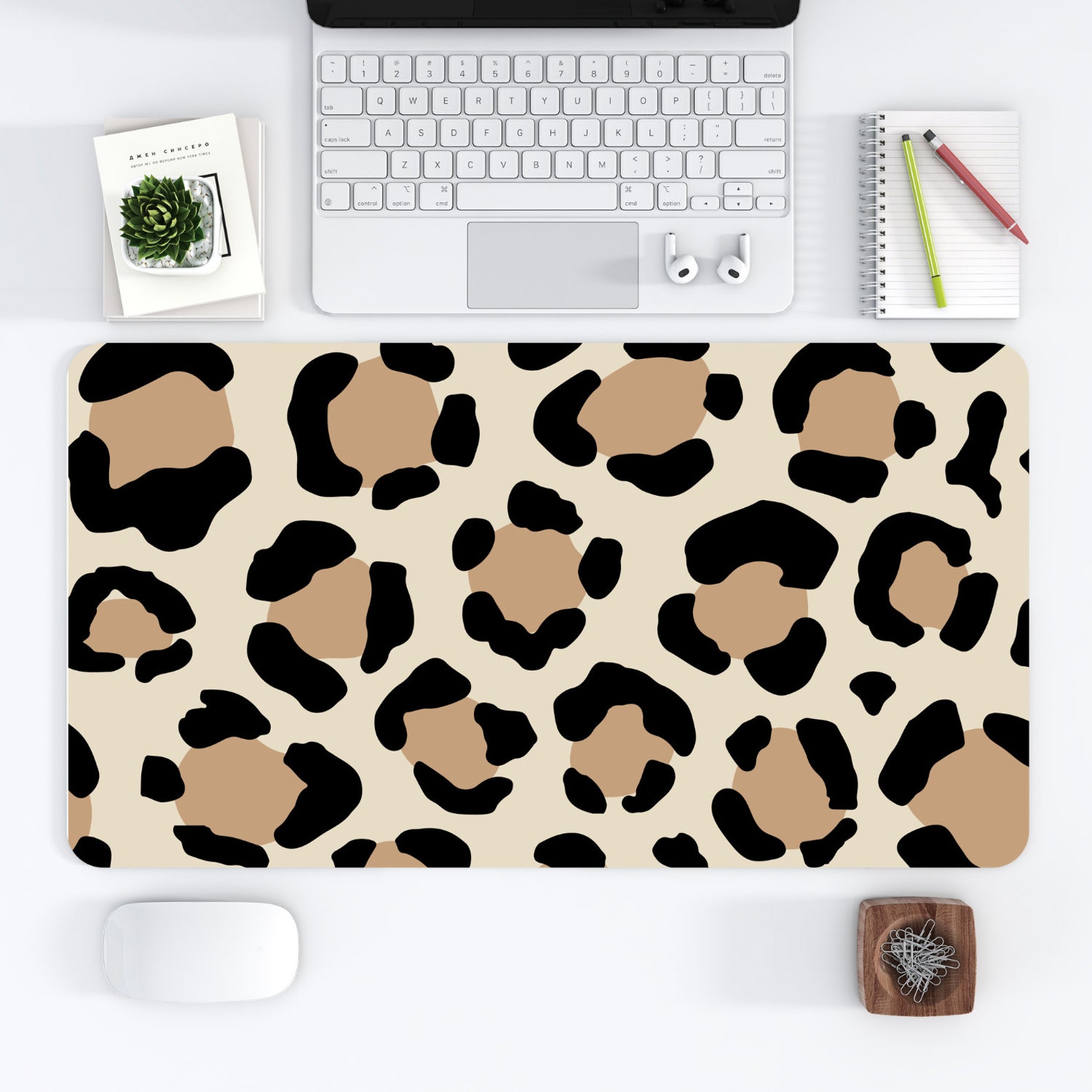 Cute Leopard Print Mousemat | Office Desk Gift for Her | Home Office ...
