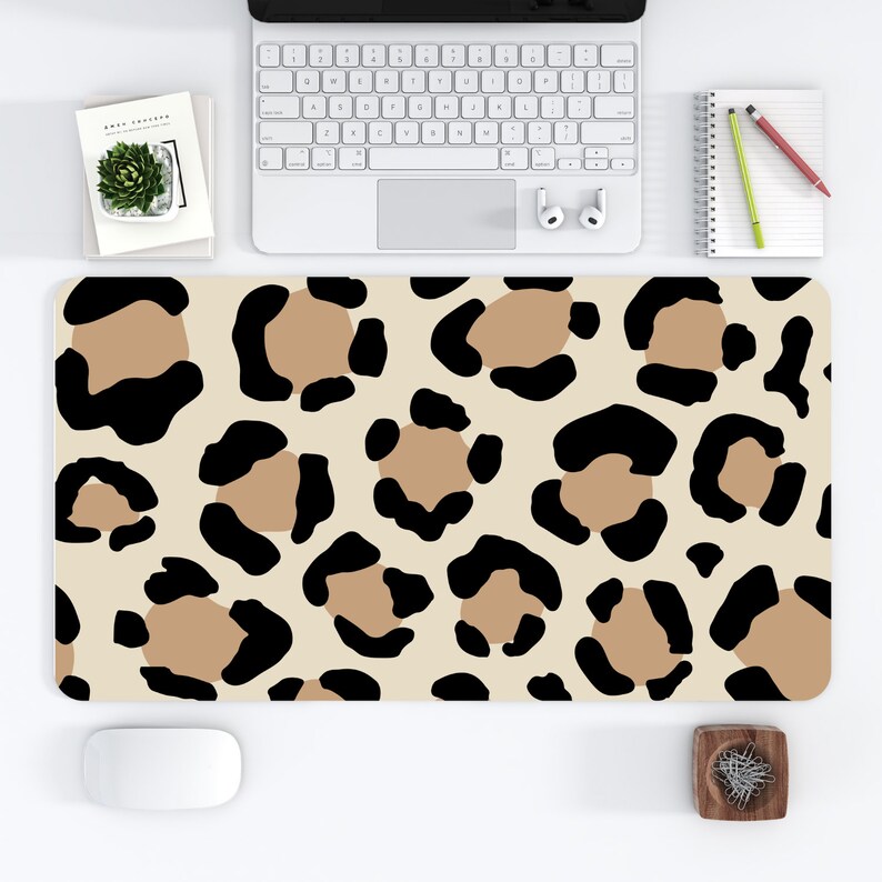 Cute Leopard Print Mousemat | Office Desk Gift for Her | Home Office ...