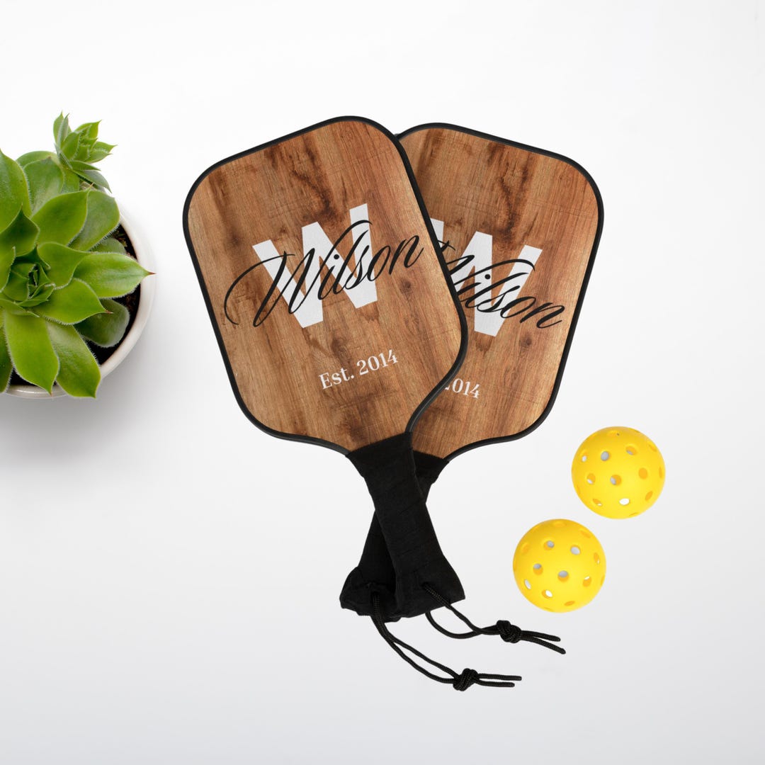Personalized Pickleball Paddle Set, Custom Name EST. Date Pickleball ...