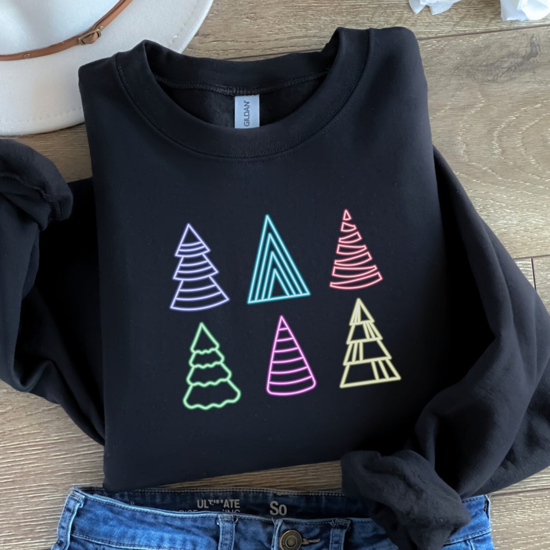 Y2K Neon Christmas Tree Shirt, Retro 90's Sweatshirt, Y2K Clothing ...