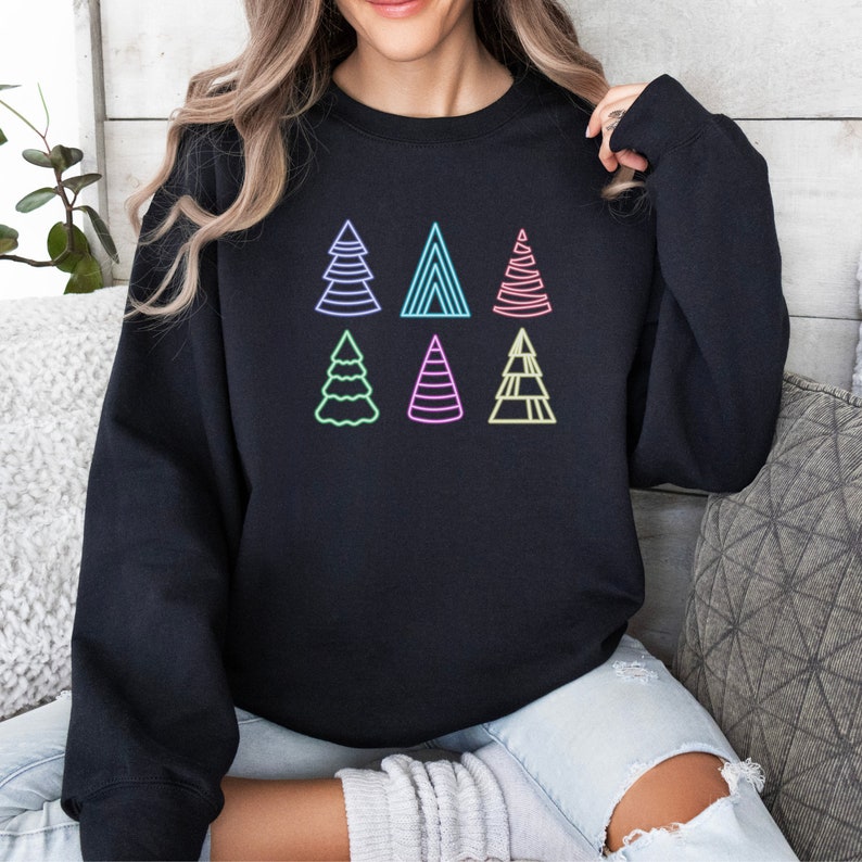 Y2K Neon Christmas Tree Shirt, Retro 90's Sweatshirt, Y2K Clothing ...