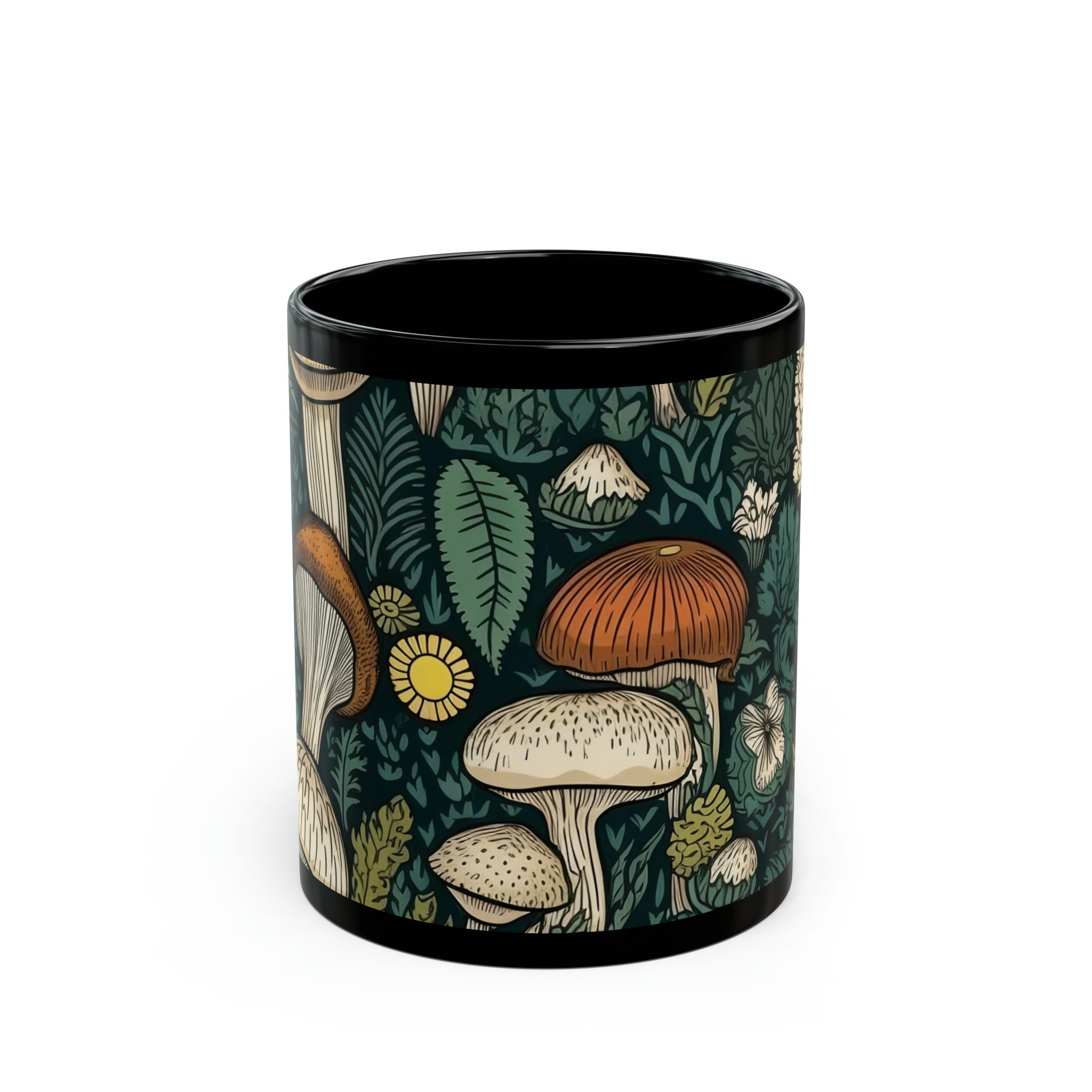 Vintage Cottage Core Mug Forest Ferns & Mushrooms Design Perfect for ...