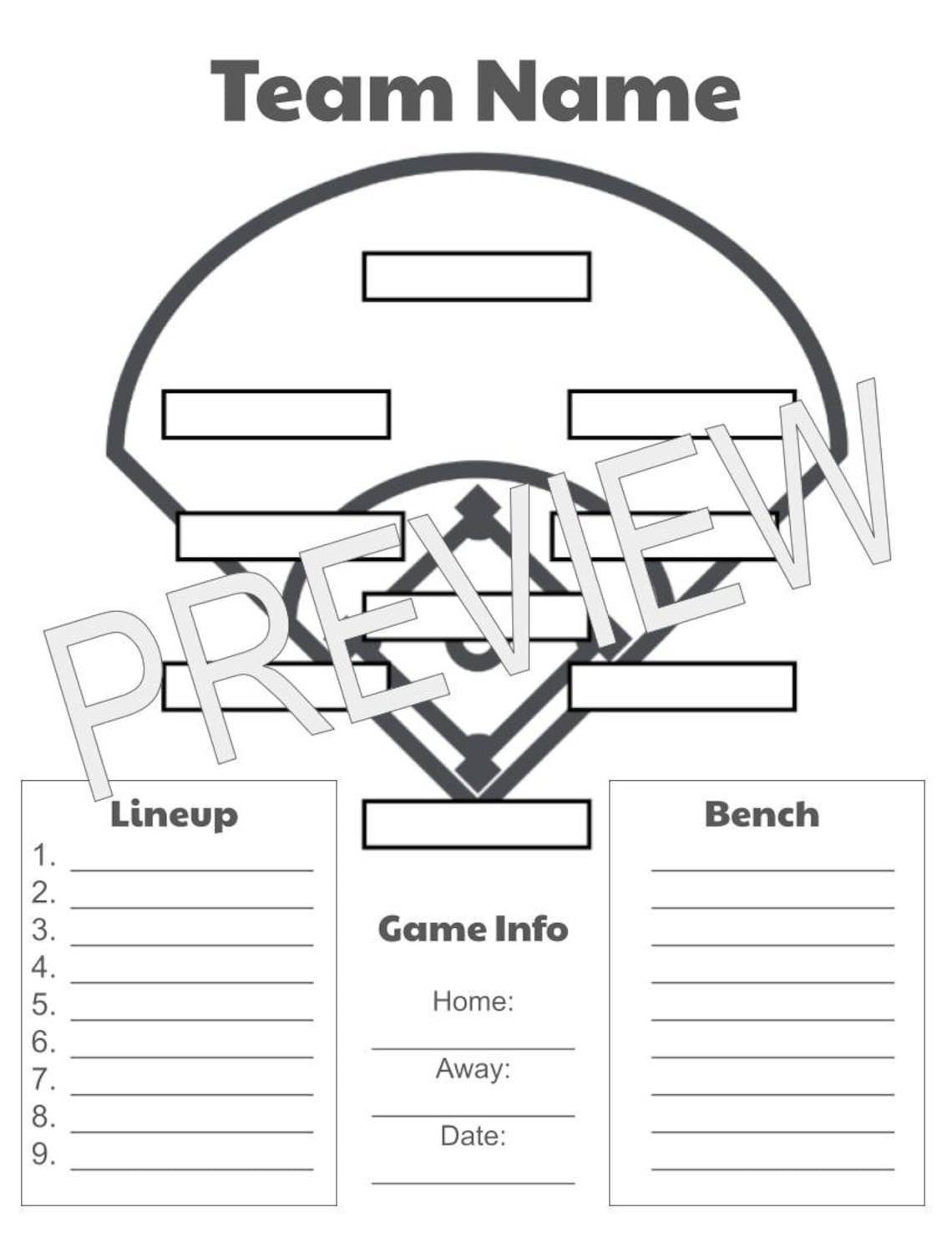 Printable Baseball or Softball Lineup Template google Slides - Etsy
