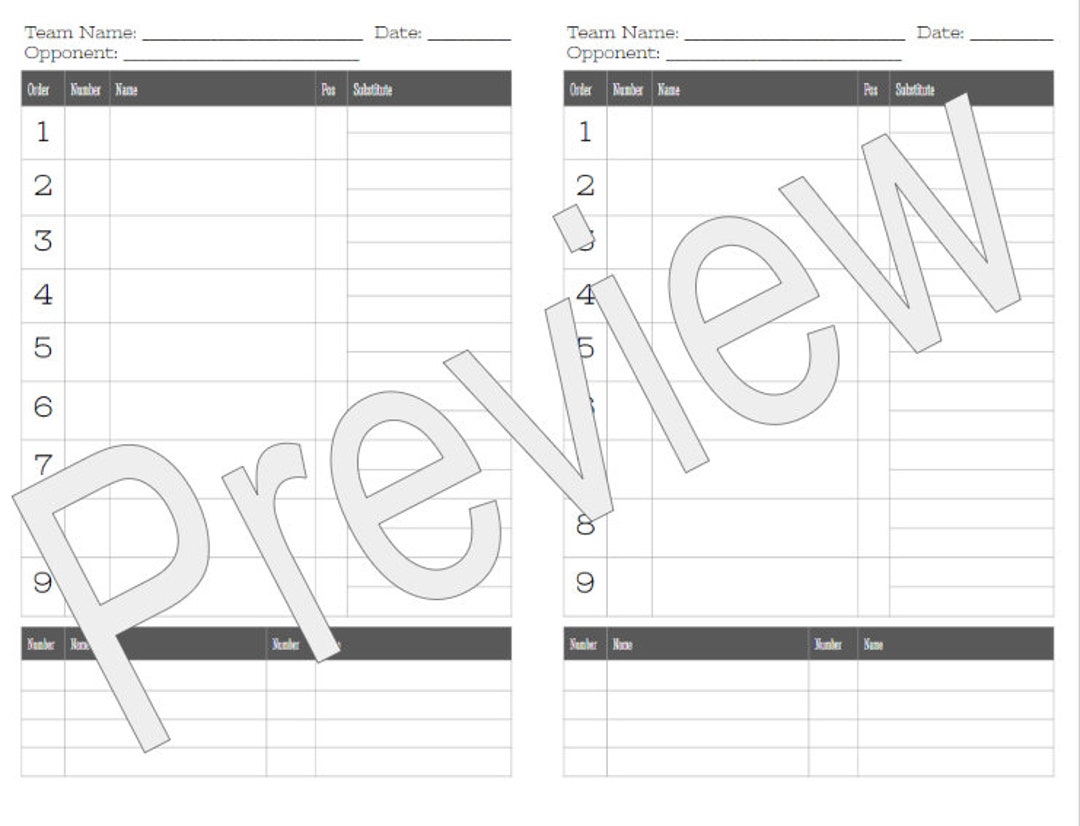 Baseball and Softball Printable Lineup Card google Slides Template - Etsy