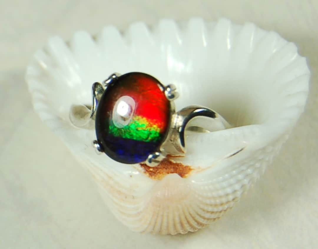 Ammolite Ring.ammolite Jewelry.four Color Ammolite.ammolite Feng Shui ...