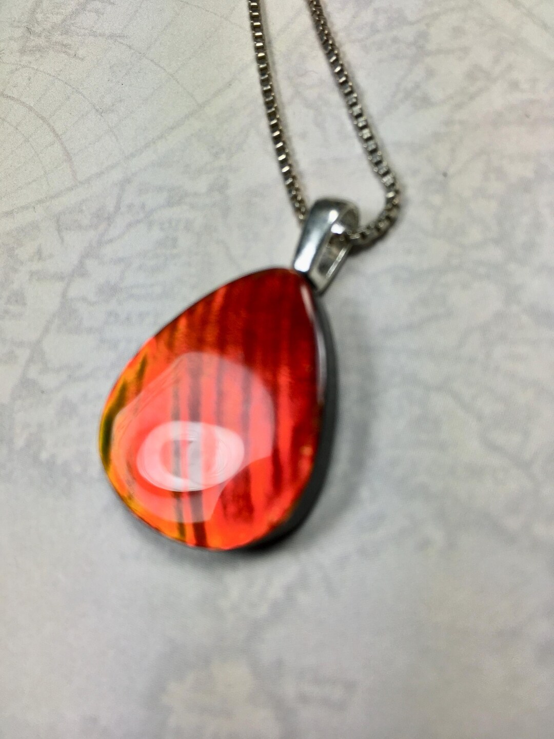 Red Ammolite Pendant With Tiger Stripes.gift for Wife.brilliant Color ...