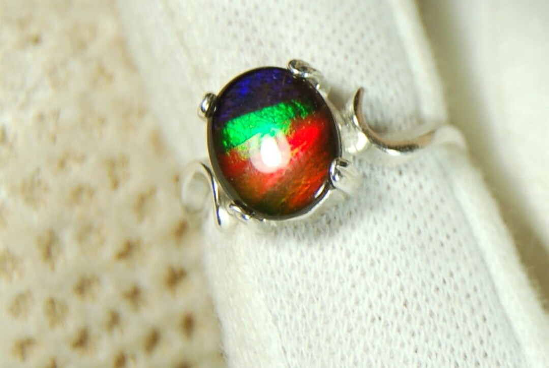 Ammolite Ring.ammolite Jewelry.four Color Ammolite.ammolite Feng Shui ...