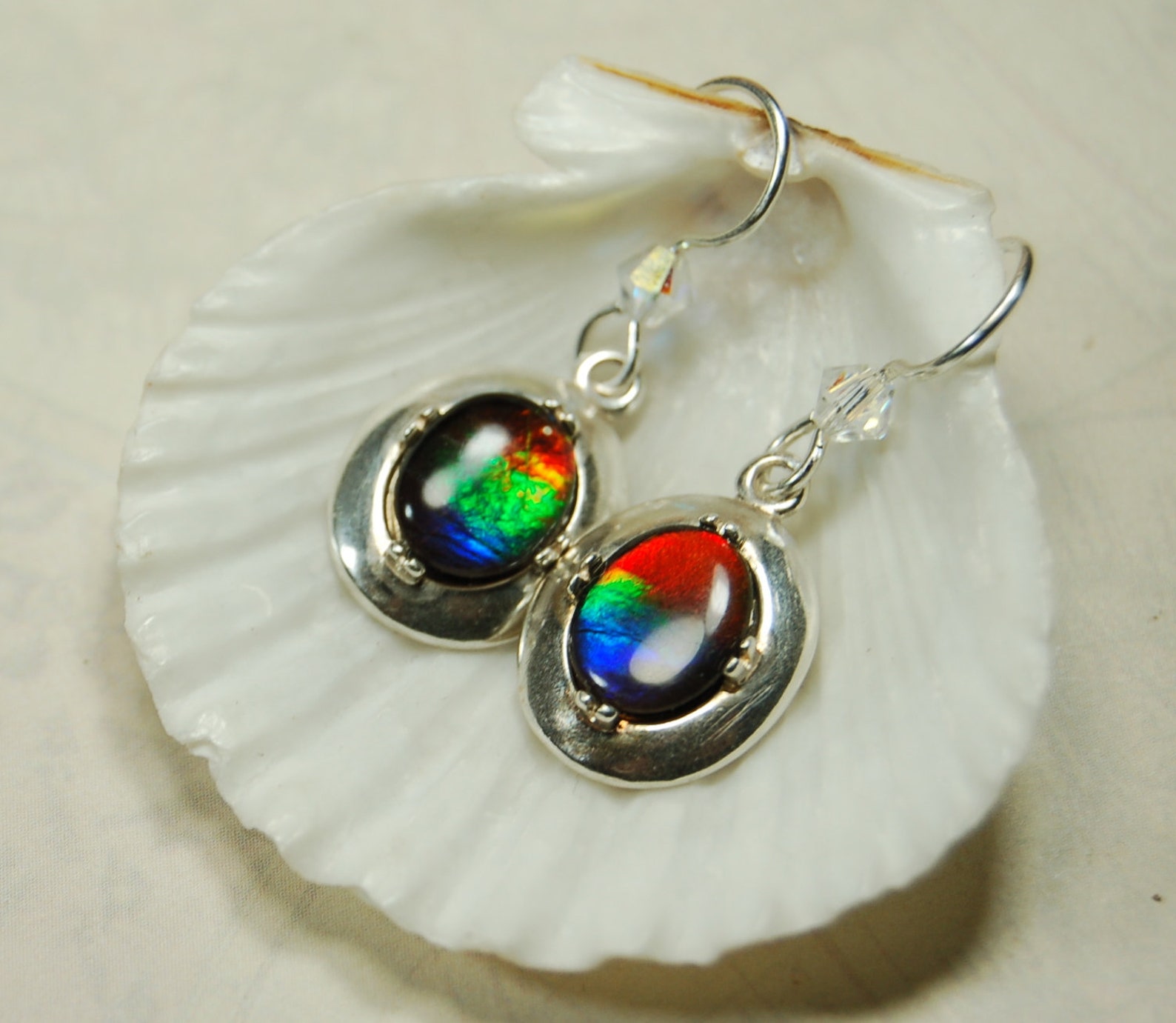 Ammolite Earrings.ammolite Dangles.rainbow Ammolite.ammolite - Etsy