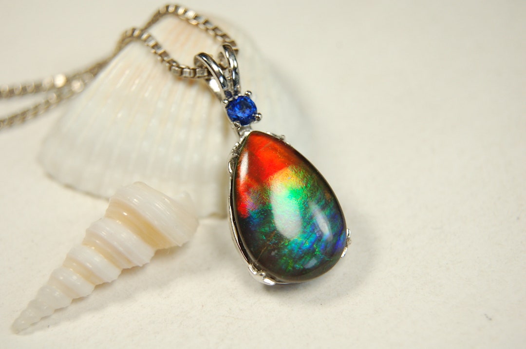 One-of-a-kind Ammolite Pendant Necklace - Stand Out With This Beautiful ...