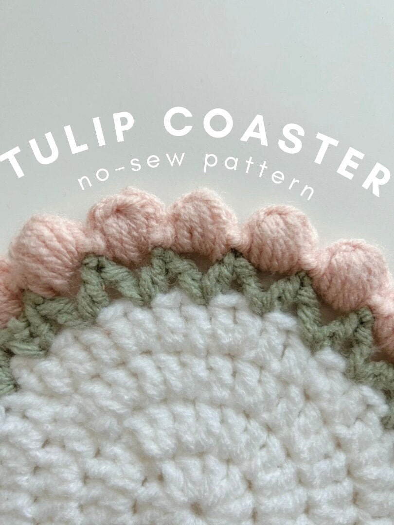 Tulip No-sew Coaster Crochet Pattern | Crochet Pattern | Crochet Flower ...