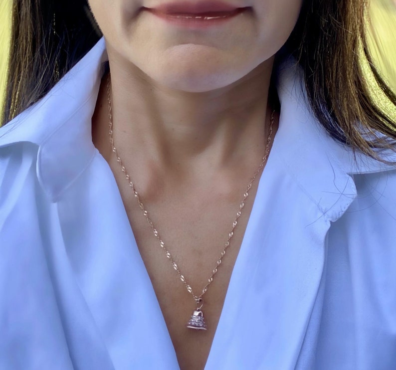 Rose Gold Cancer Bell Charm Necklace - Elegant Support for Cancer ...