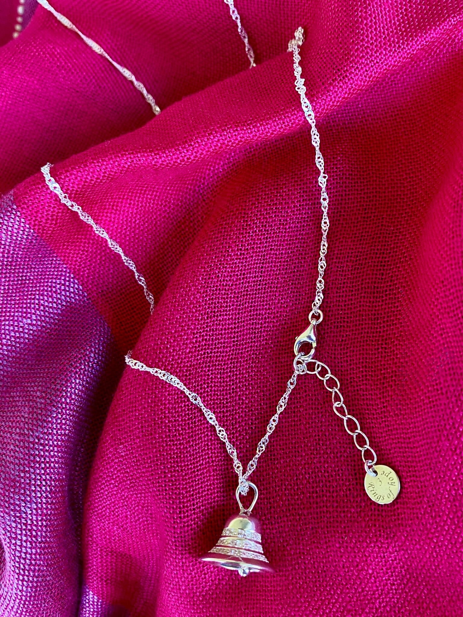 925 Sterling Silver Cancer Bell Charm Necklace - Elegant Support for ...