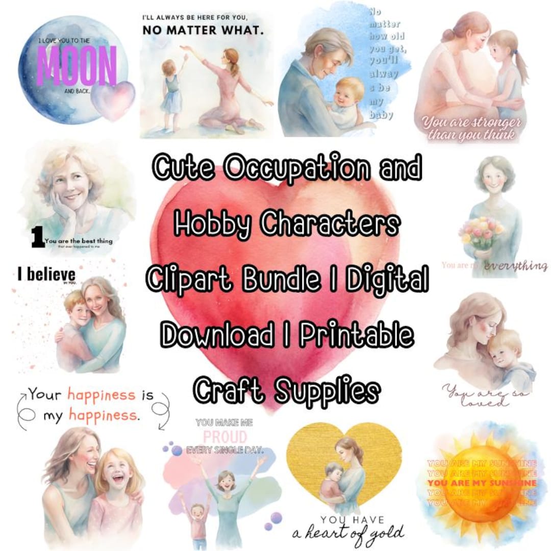 Heartfelt Mother and Child Quotes Clipart Bundle | Touching Words ...