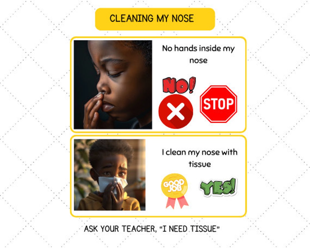 Behaviour Visual for Cleaning Nose, Printable Support for Kids, Visual ...