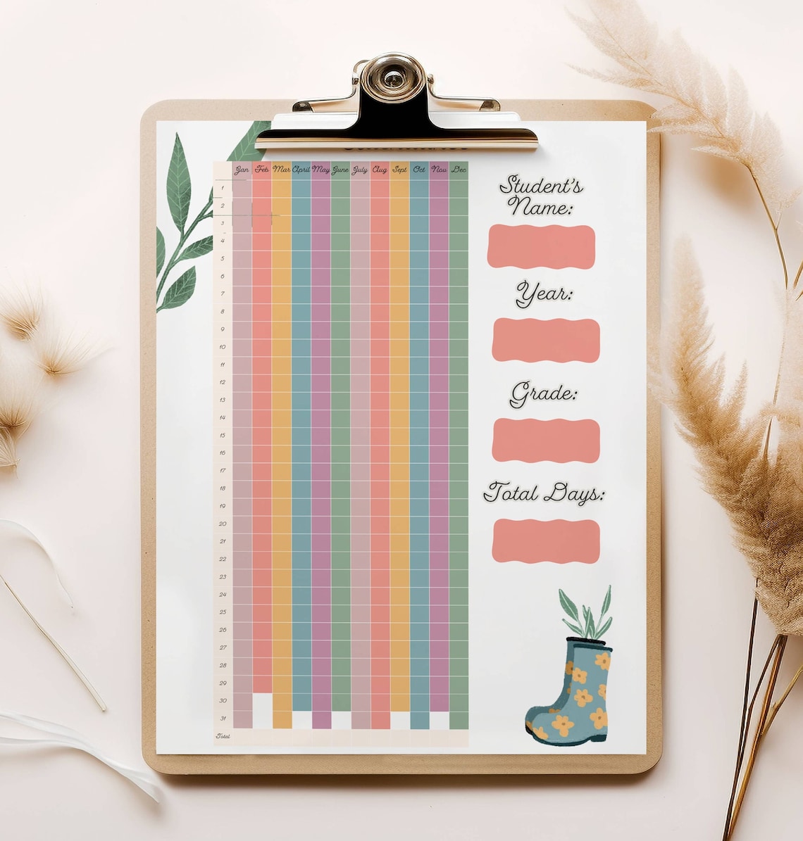 Printable Attendance Tracker, Homeschool Planner Insert, DIY Lesson ...