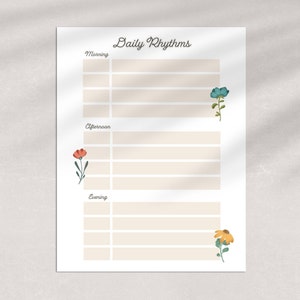 Printable Daily Rhythms Sheet, Homeschool Planner Insert, DIY Lesson ...