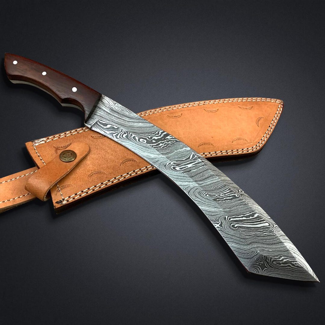 THE MACHETE MARAUDER Custom Hand Forged Damascus Steel Handmade Machete ...
