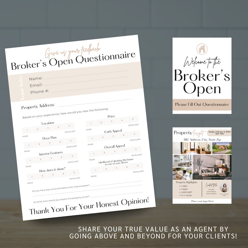 Broker's Open House Packet With Questionnaire - Etsy