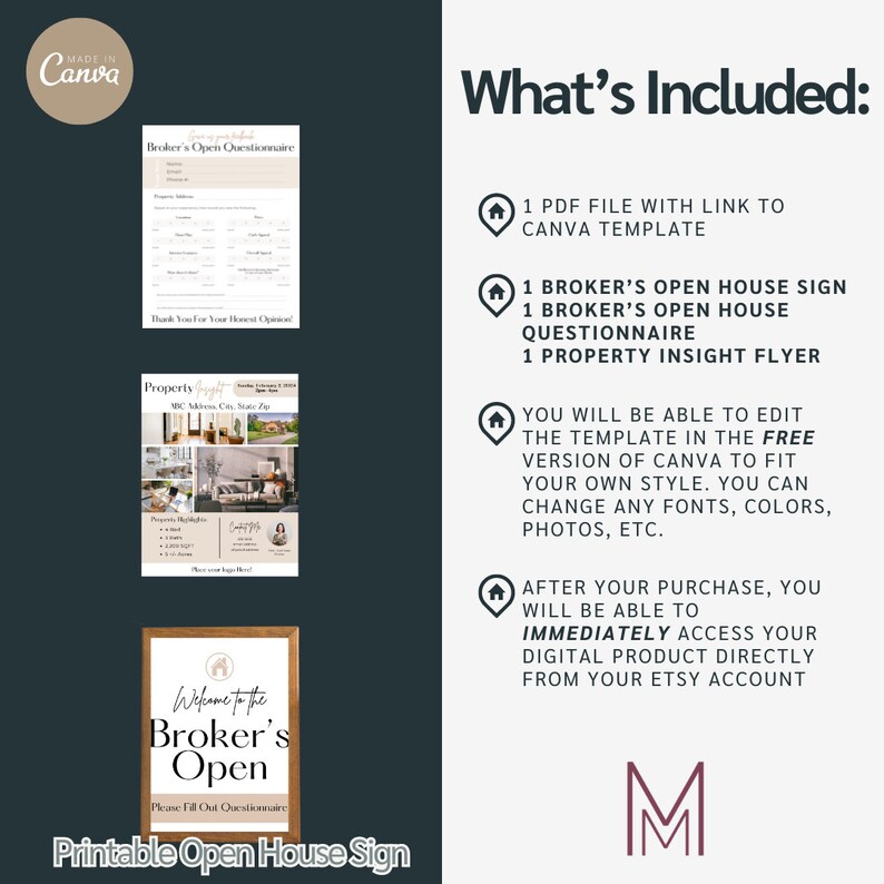 Broker's Open House Packet With Questionnaire - Etsy