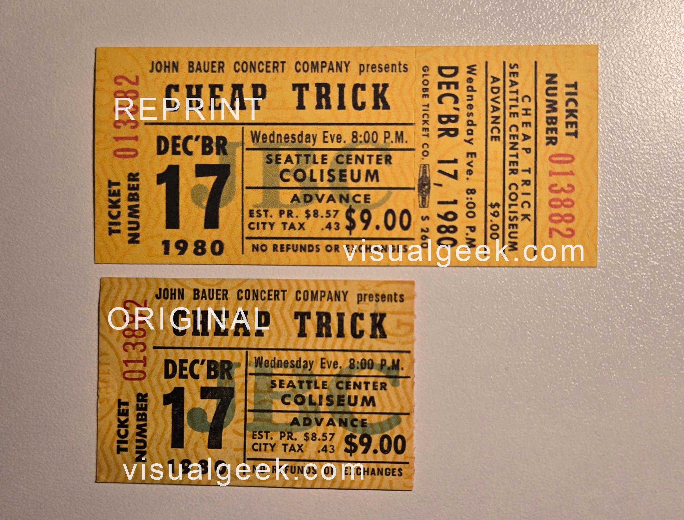 Pair of Cheap Trick Concert Tickets Seattle Center Coliseum December 17 ...