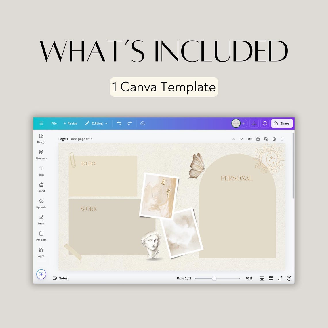 Neutral Desktop Organizer Wallpapers With Editable Canva Template for ...