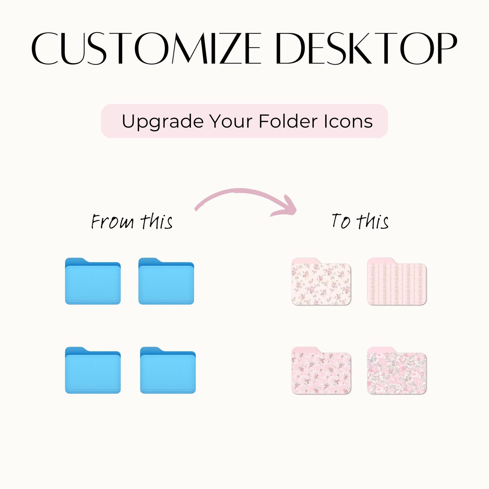 Pink Floral Folder Icons for Mac Windows PC, Coquette Folder Icons for ...