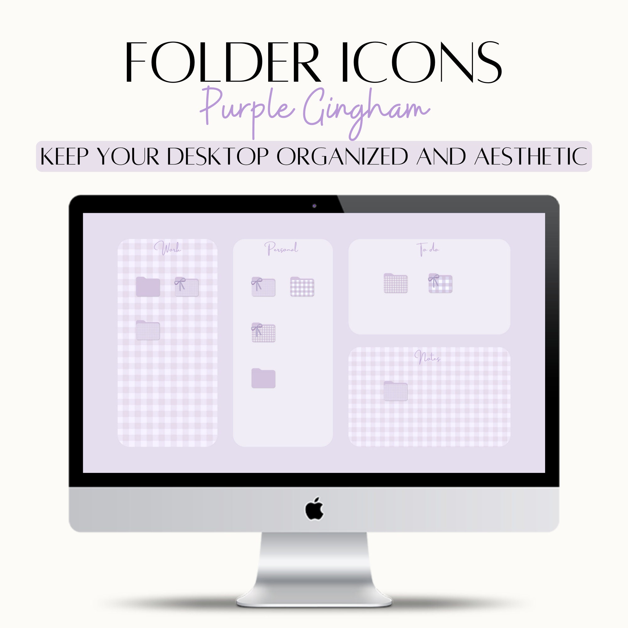 12 Purple Gingham Folder Icons With 6 Bonus Wallpapers for Mac Windows ...
