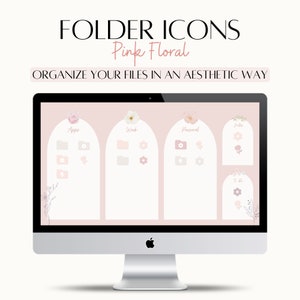 30 Pink Floral Folder Icons for Mac & Windows PC Desktop Folder ...