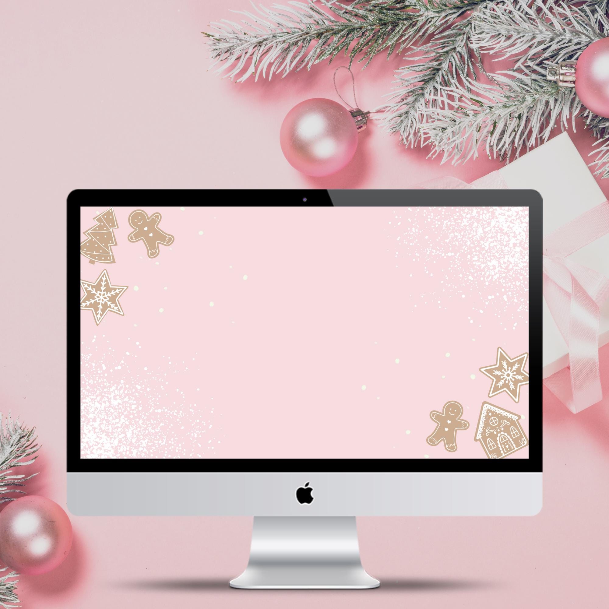 Pink Gingerbread Christmas Desktop Wallpaper Set Festive HD Wallpapers ...