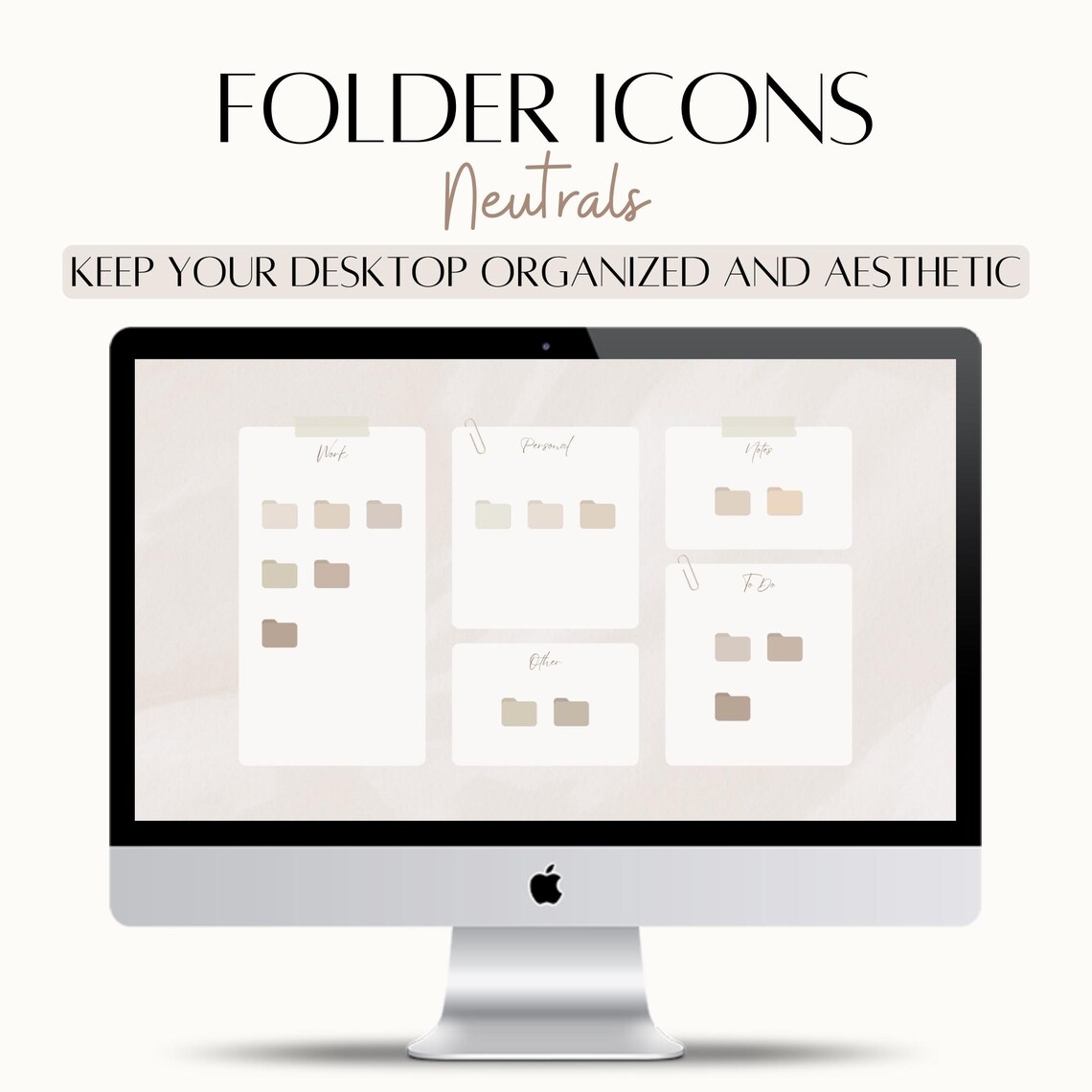 25 Neutral Folder Icons With 2 Bonus Desktop Organizer Wallpapers for ...