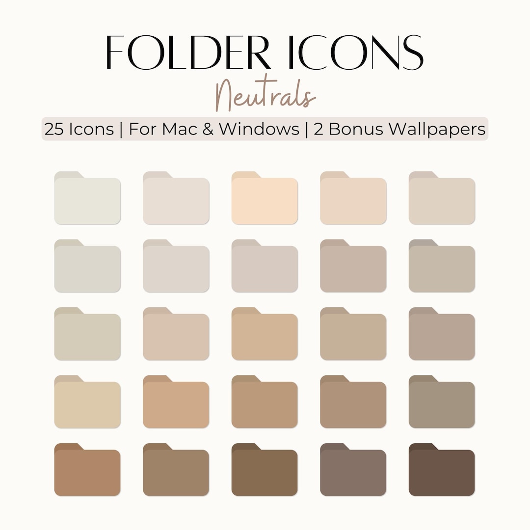 25 Neutral Folder Icons With 2 Bonus Desktop Organizer Wallpapers for ...