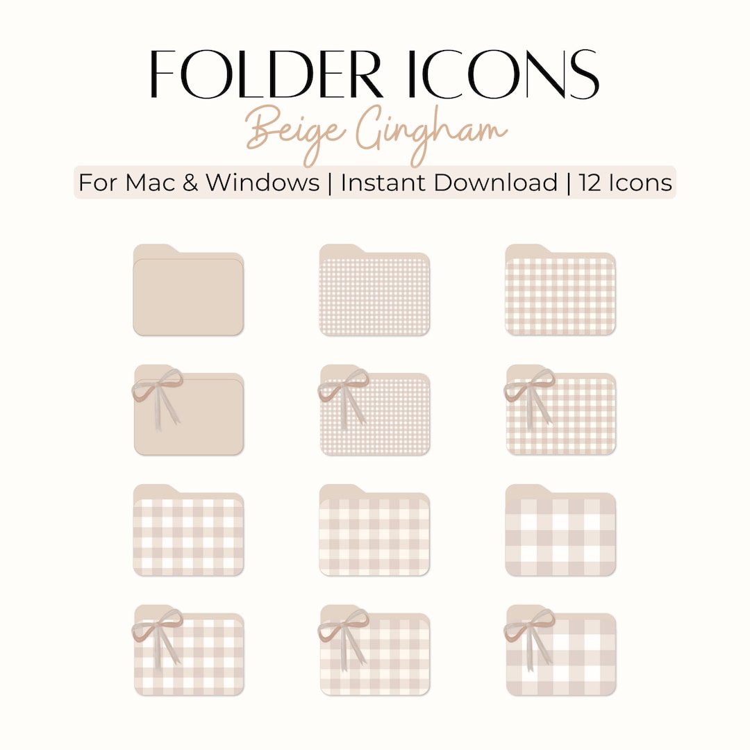 12 Beige Gingham Folder Icons With 6 Bonus Wallpapers for Mac Windows ...