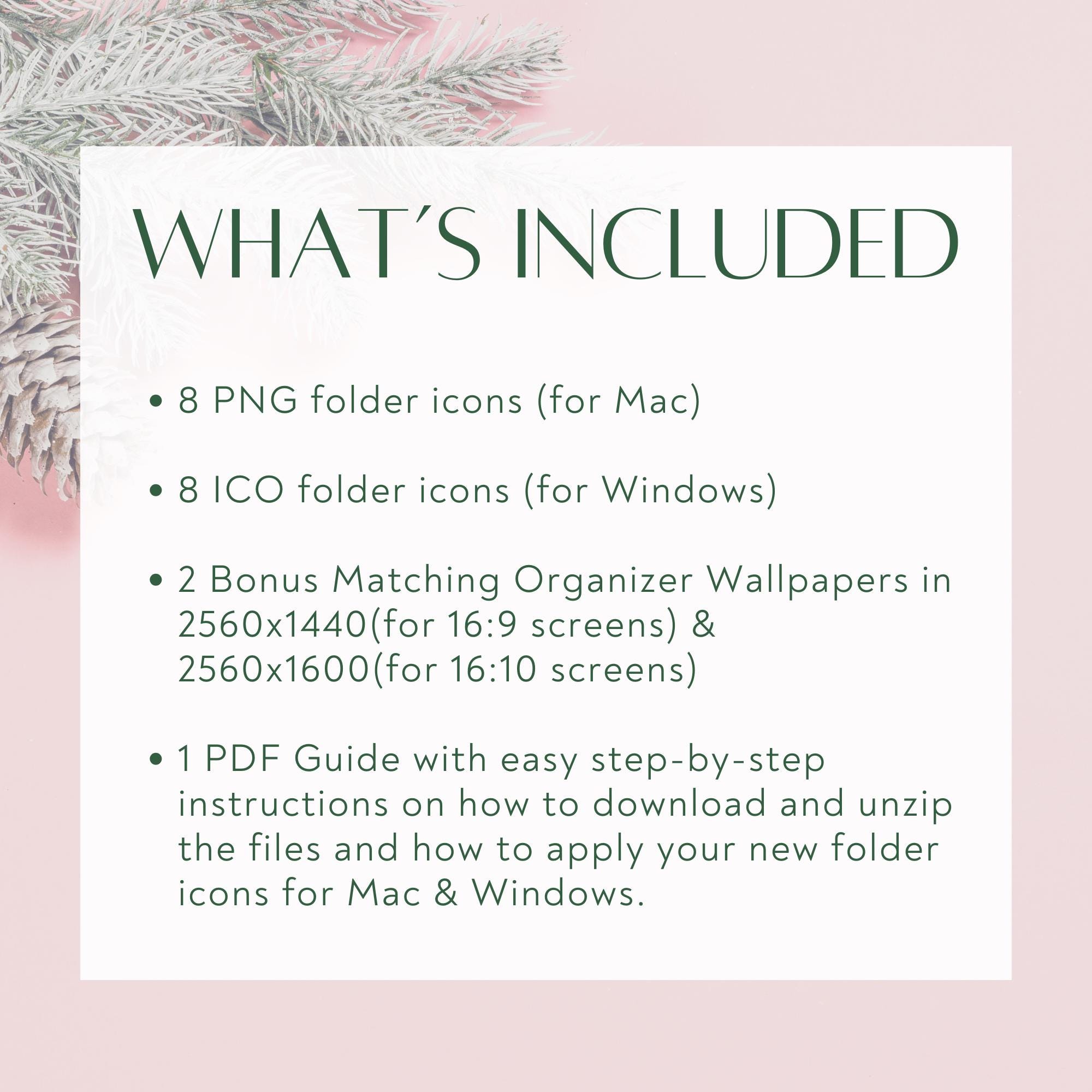Christmas Folder Icons in Pink & Green With Organizer Wallpapers ...