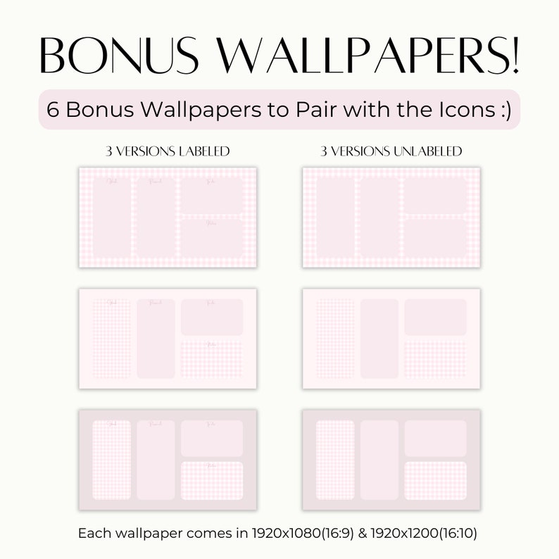 12 Pink Gingham Folder Icons With 6 Bonus Wallpapers for Mac & Windows ...
