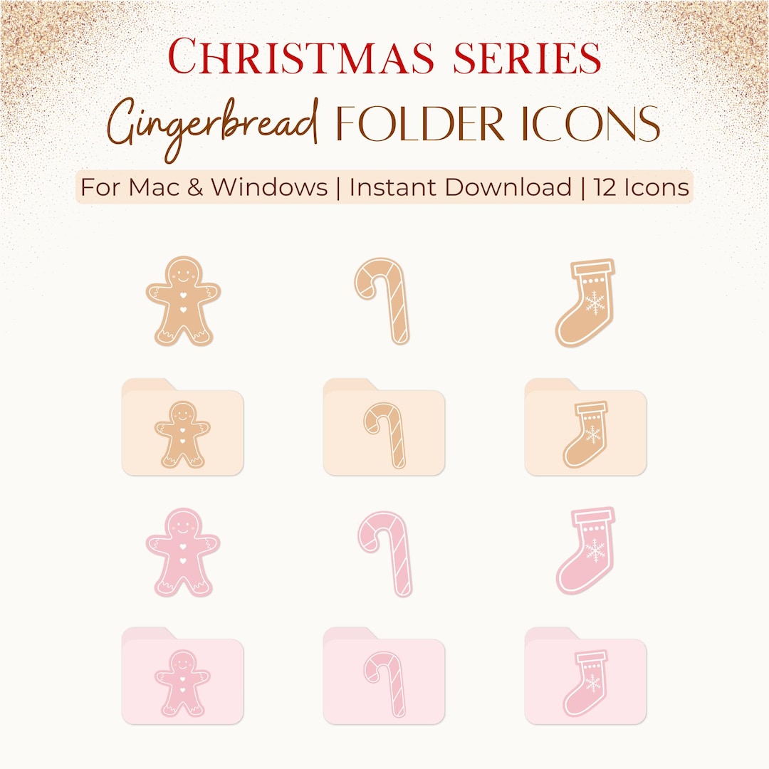 12 Christmas Gingerbread Folder Icons for Mac & Windows With 2 Desktop ...