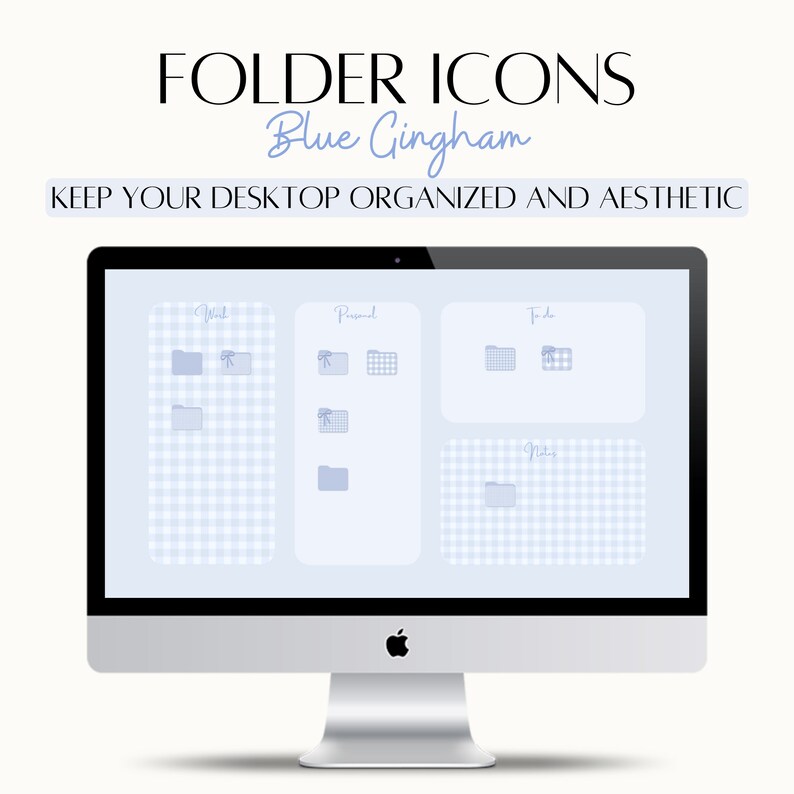 12 Blue Gingham Folder Icons With 6 Bonus Wallpapers for Mac & Windows ...