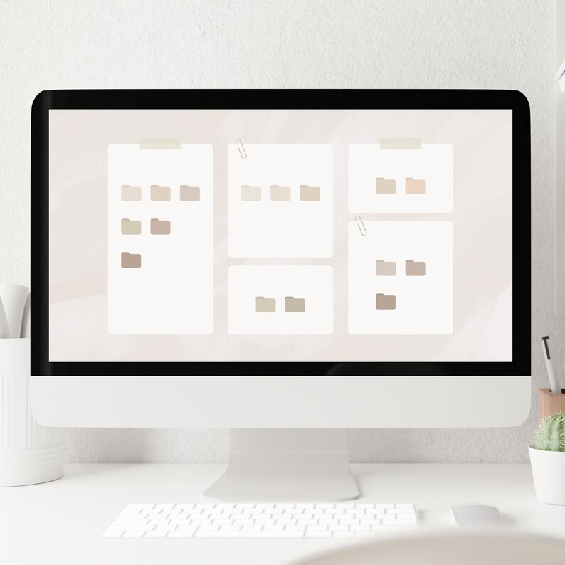 25 Neutral Folder Icons With 2 Bonus Desktop Organizer Wallpapers for ...