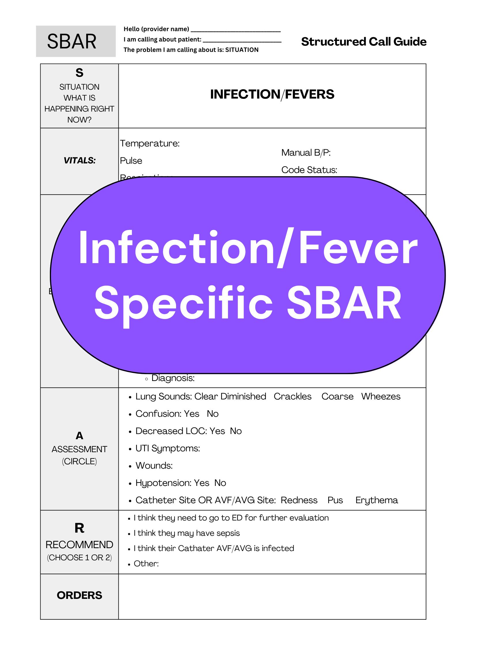 Dialysis Nurse SBAR Template: RN Shift Report Guide (digital Download ...