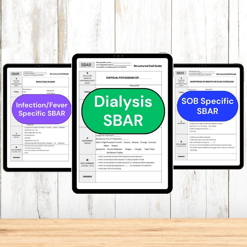 Dialysis Nurse SBAR Template: RN Shift Report Guide (digital Download ...