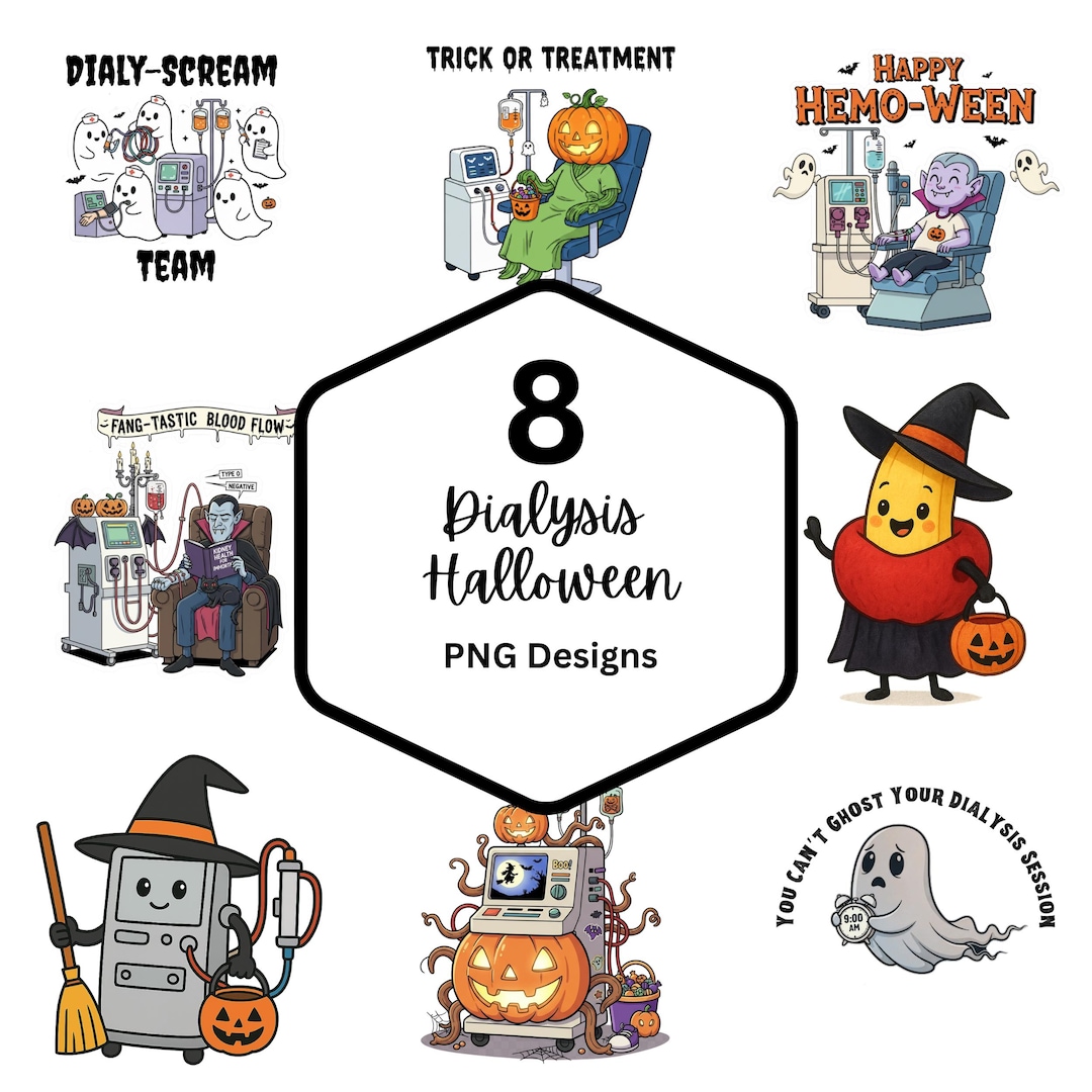 Dialysis Halloween PNG Bundle – 9 Spooky-cute Designs! (digital ...