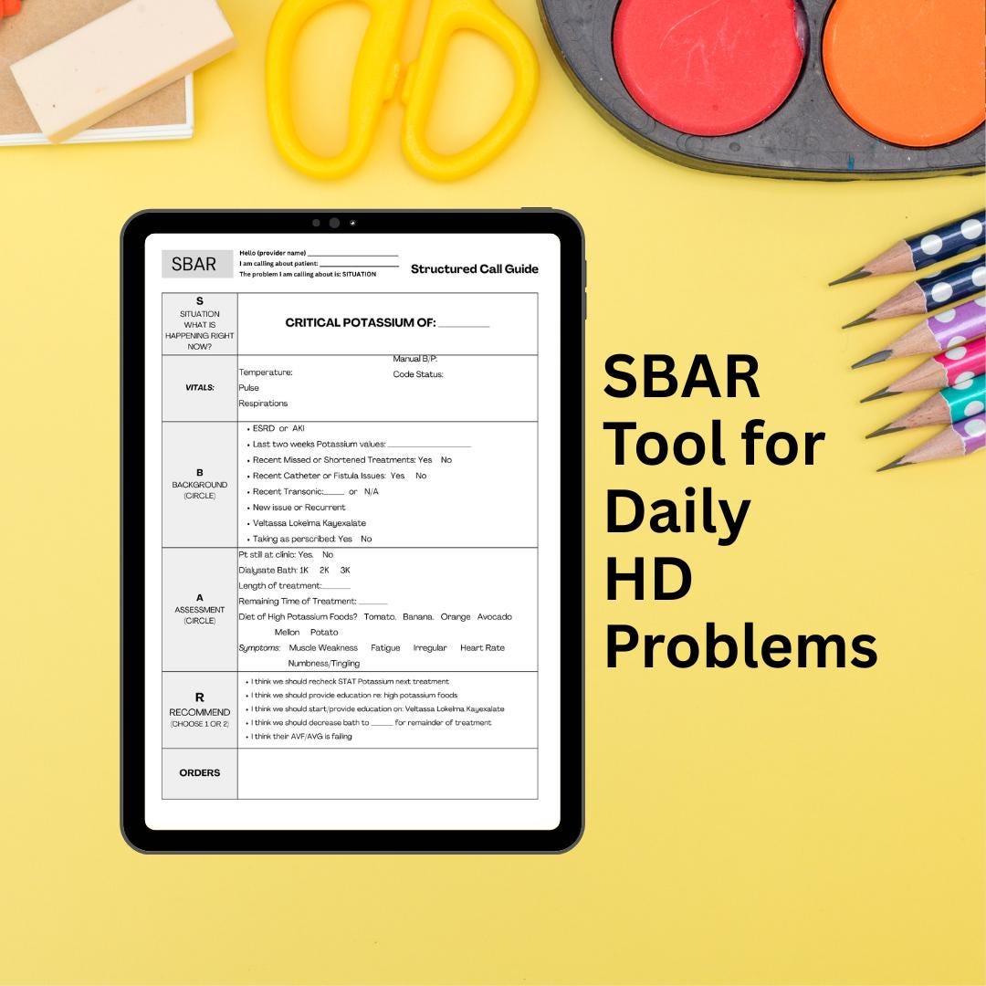 Dialysis Nurse SBAR Template: RN Shift Report Guide (digital Download ...