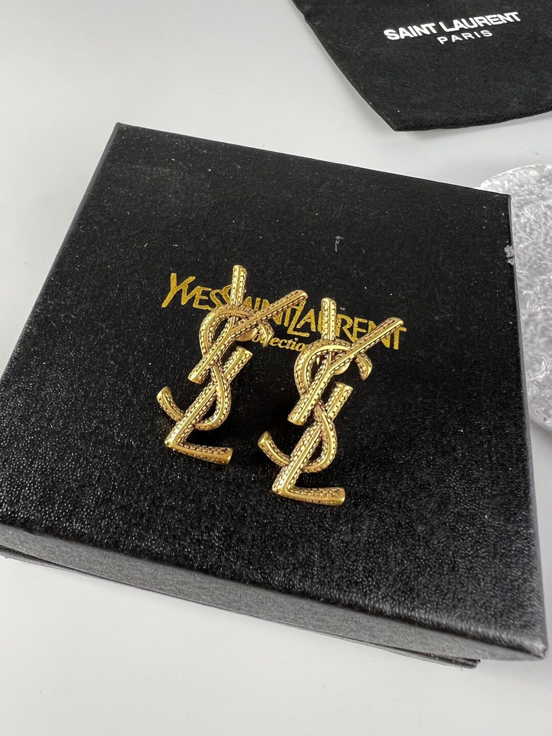 Authentic Vintage Yves Saint Laurent Stud Earrings Yslclassic Gold - Etsy