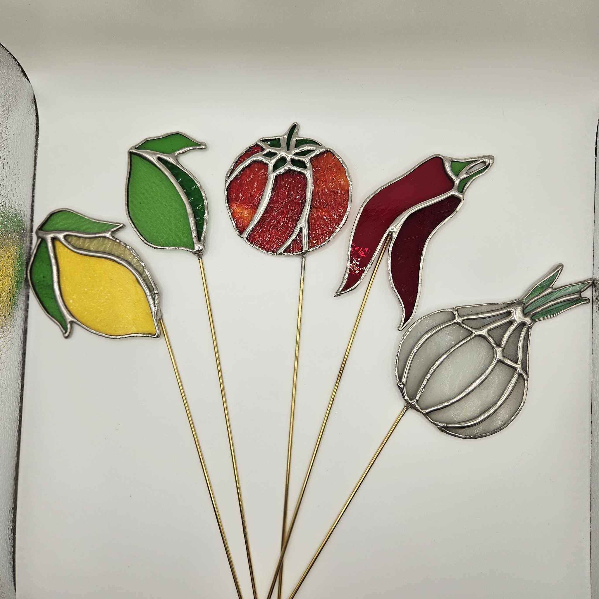 Stained Glass Pattern - Salsa Vegetable Garden Sticks - Etsy