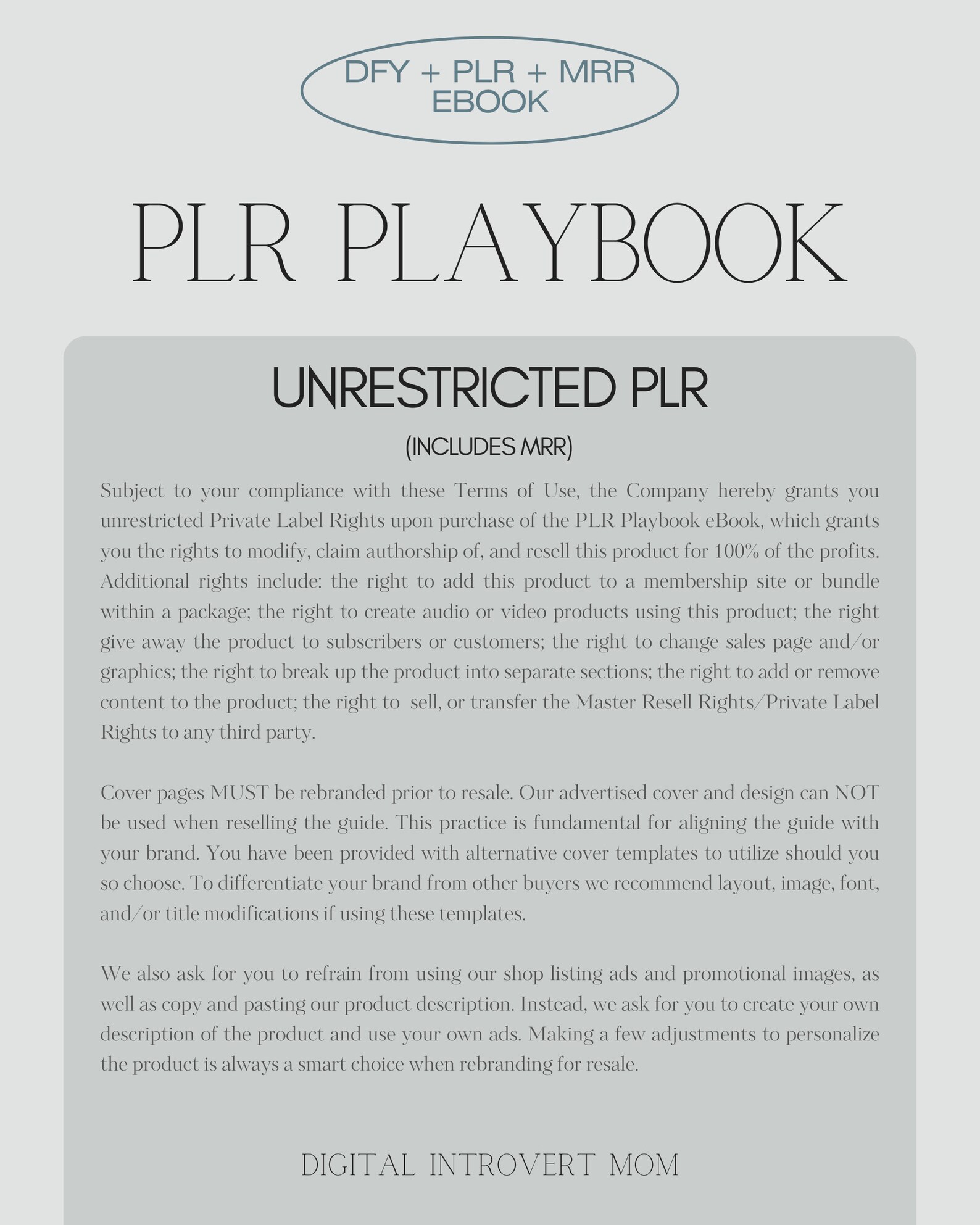 PLR Playbook Ebook/guide With Private Label Rights- (including Master ...