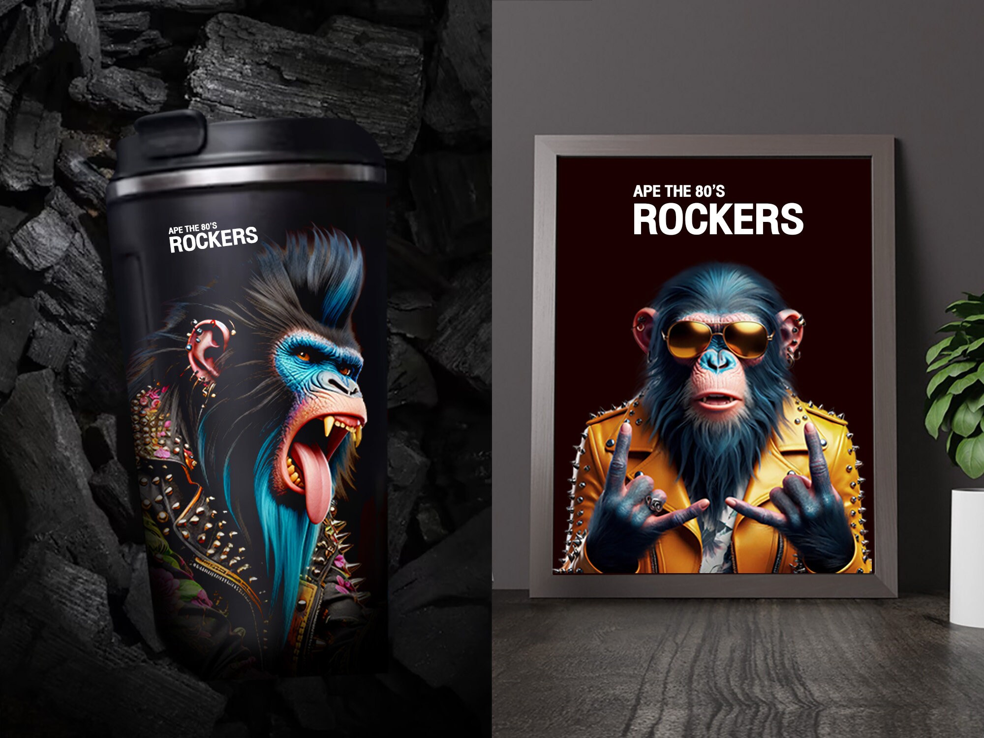 24 PNG APE the 80’s Rockers - Monkey - Clipart Bundle - Animal PNG ...