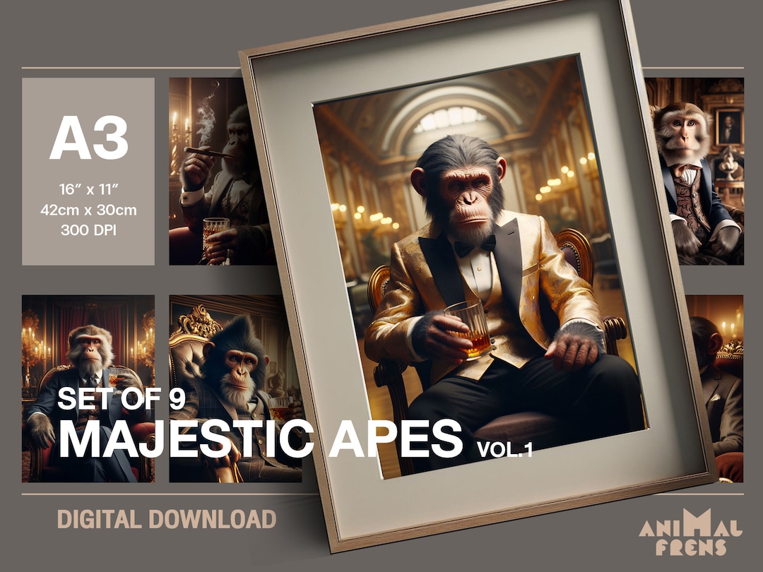 Majestic Apes | Digital Art Print | Animal Poster | APE | Digital ...