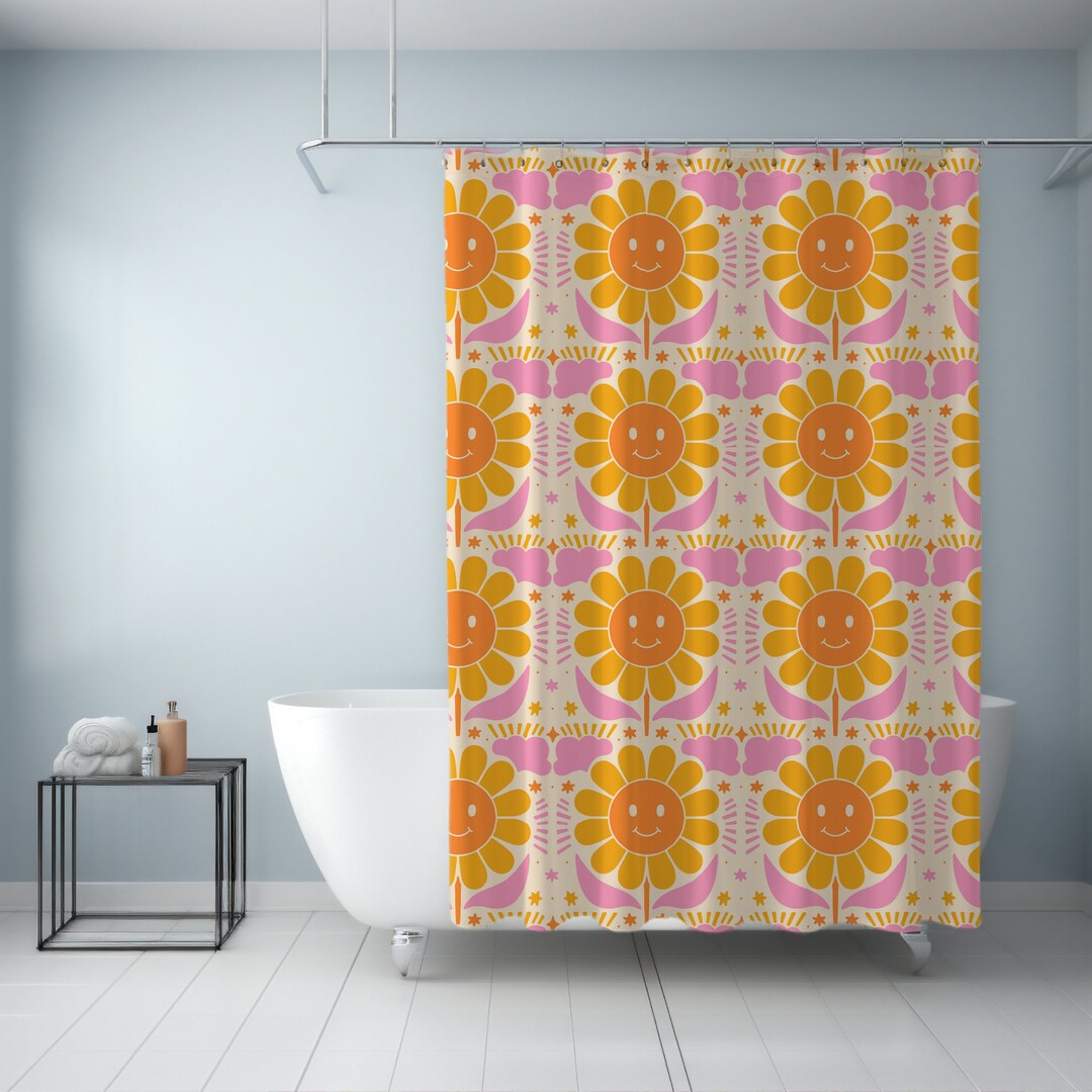 Groovy Flower Bathroom Decor shower Curtain, Towels, Bath Mats, Kids ...